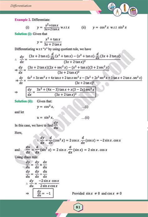 Differentiation Unit 3 Maths 12th Text Book