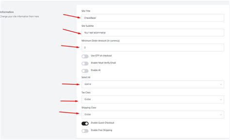settings chawkbazar documentation