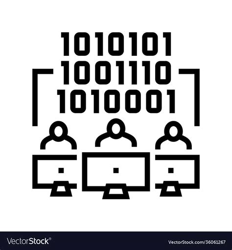 coding teamwork line icon royalty free vector image