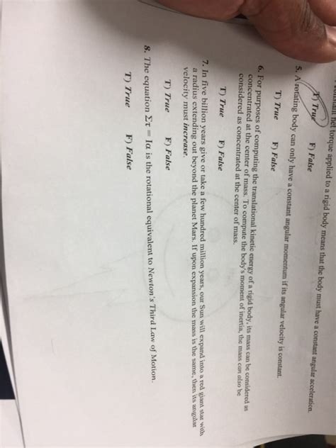 Solved A Constant Net Torque Applied To A Rigid Body Means Chegg Com