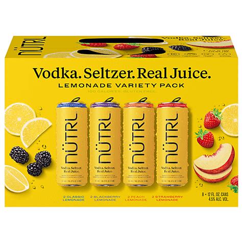Nutrl Vodka Seltzer Lemonade Variety Pack 8 Ea Beer Wynns Market