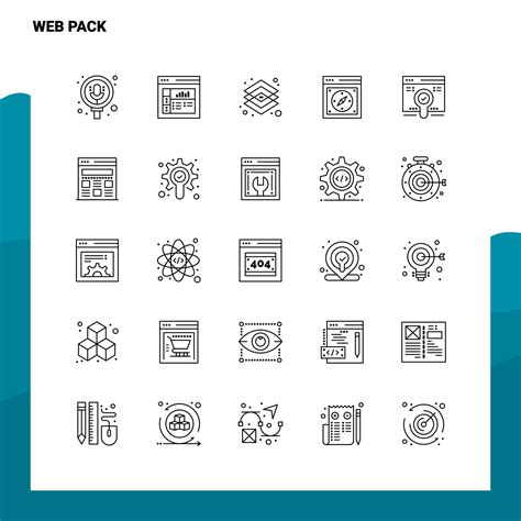 Set Of Web Pack Line Icon Set 25 Icons Vector Minimalism Style Design Black Icons Set Linear
