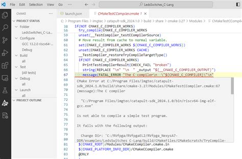 Error Of Building C Program In Catapult Studio With CMake RVfpga