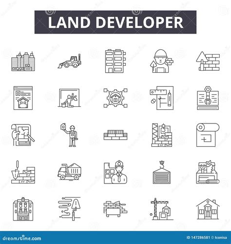 Land Developer Line Icons Signs Vector Set Linear Concept Outline