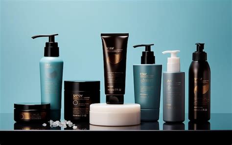 Shampoo Generative Ai를 사용한 우아하고 현대적인 헤어 케어 제품군 프리미엄 사진