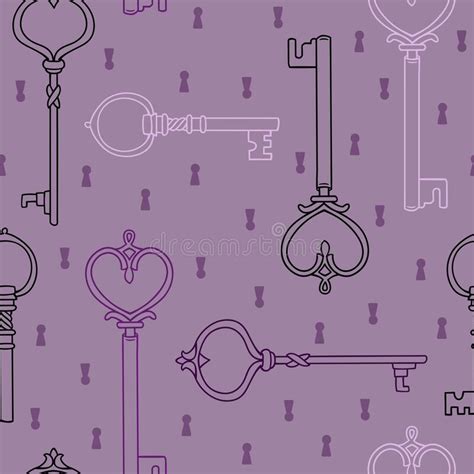 Mystical Mysterious Victorian Keys Seamless Vector Pattern Stock Vector