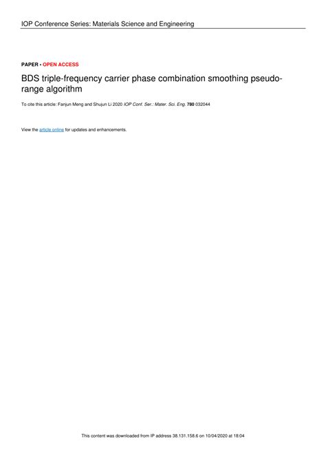 Pdf Bds Triple Frequency Carrier Phase Combination Smoothing Pseudo