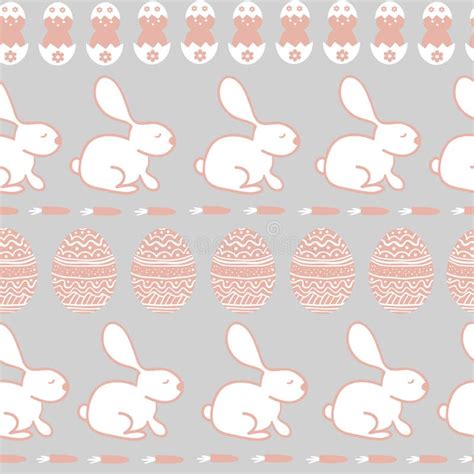 Background For Happy Easter Day Easter Seamless Vector Texture Cute Rabbits Eggs And Carrots