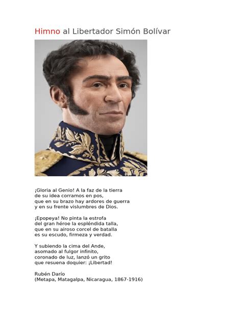 Himno Al Libertador Simón Bolívar Pdf Himnos