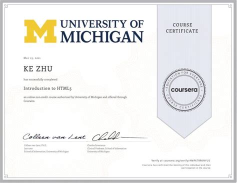 Introduction To Html5 My 47 Course Certificate From Coursera Kzhuai 🚀