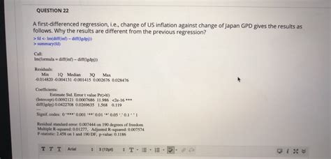 Solved Question 22 A First Differenced Regression Ie