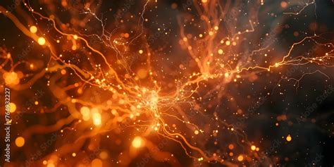 Firing Synapses In Brain Network A Close Up View Of Neuron Connections