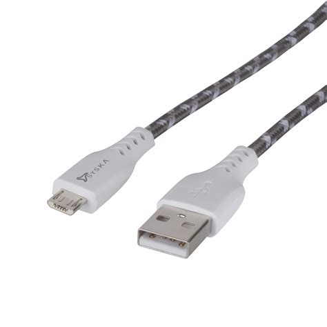 Syska Micro Usb Cable For Smartphone Grey White Amazon In Computers Accessories