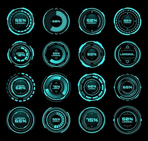 premium vector hud futuristic loading bars of process and status