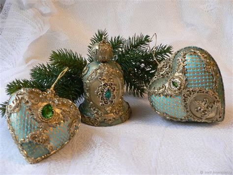 Набор ёлочных игрушек Изумрудный в интернет магазине на Ярмарке Мастеров Москва доставка по