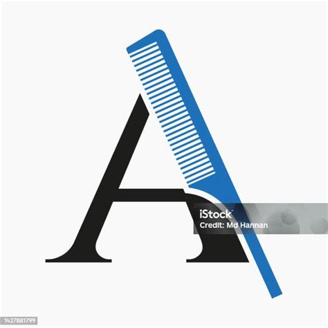아름다움 스파 헤어 케어 이발 손질 기호에 대한 편지 A에 빗 로고 가위에 대한 스톡 벡터 아트 및 기타 이미지 가위
