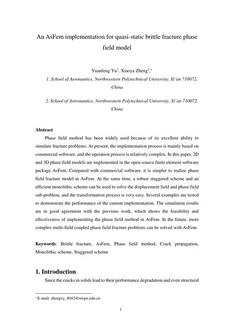 Pdf An Asfem Implementation For Quasi Static Brittle Fracture Phase Field Model