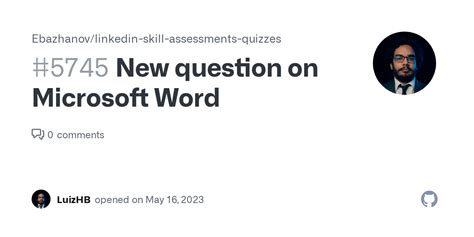 New Question On Microsoft Word · Issue 5745 · Ebazhanovlinkedin Skill