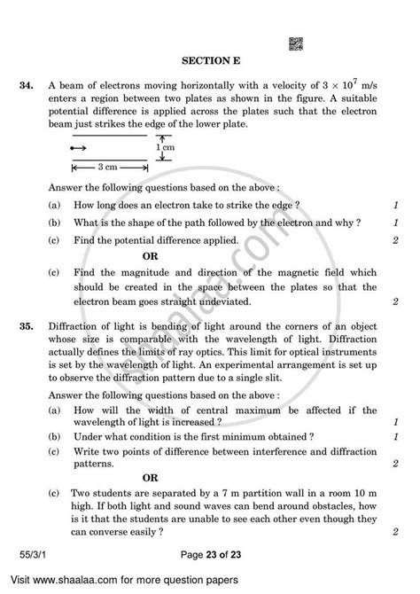 Physics 2022 2023 Science English Medium Class 12 55 3 1 Question Paper With Pdf Download