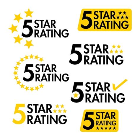 Premium Vector Set Of 5 Star Rating Badge Yellow Stars Rating Badges Collection Vector
