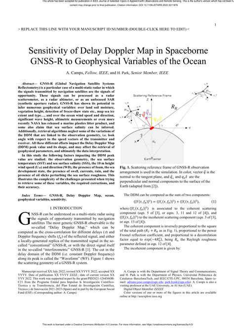 Pdf Sensitivity Of Delay Doppler Map In Spaceborne Gnss R To