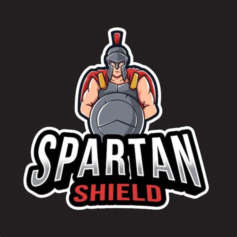 스파르타 방패 로고 템플릿 프리미엄 벡터