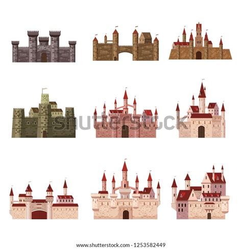 성 요새 고대 건축 중세시대 유럽 스톡 벡터로열티 프리 1253582449