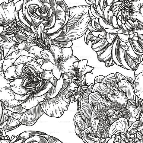 모란 국화 장미 클레마티스의 큰 꽃이 피는 고풍스러운 스타일의 이음새가 없는 꽃무늬 벡터 Unsplash의 꽃 이미지