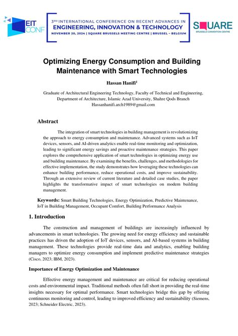 Pdf Optimizing Energy Consumption And Building Maintenance With Smart Technologies