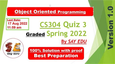 Cs304 Quiz 3 Spring 2022 Object Oriented Programming Say Edu💗