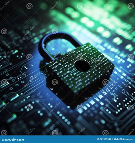 Detailed 3d Render Displays Lock Pattern Using Binary Code Pixels Stock Illustration