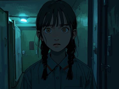 premium photo anime scene of a girl with braids in a hallway