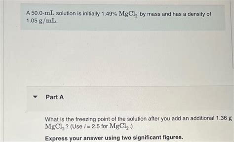 Solved A mL solution is initially MgCl₂ by mass Chegg com