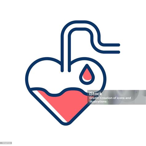 수혈 색상 선 아이콘입니다 기부 자선 개념 웹 모바일 앱 프로모션을위한 픽토그램 Ui Ux 디자인 요소 가방에 대한 스톡 벡터 아트 및 기타 이미지 Istock