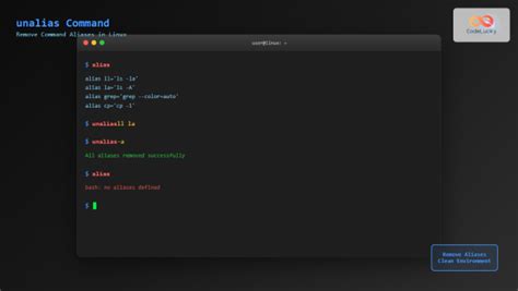 Unalias Command Linux Complete Guide To Remove Command Aliases Codelucky