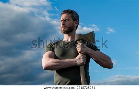 Strong Man Axe Lumberman Man Hold Stock Photo Shutterstock