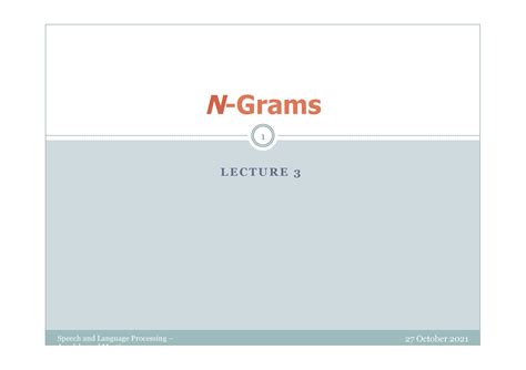 Natural Language Computing Tttp2633 Edit L E C T U R E 3 Speech And Language Processing