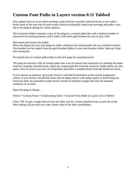 Custom Font Paths To Layers Version 011 Tabbed Guide Pdf Software