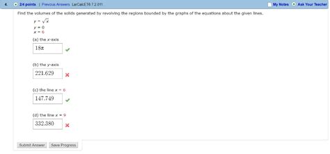 Solved Find The Volumes Of The Solids Generated By Revolving