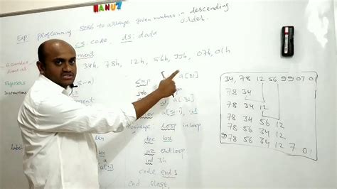 Programming 8086 To Arrange Given Numbers In Descending Order Youtube