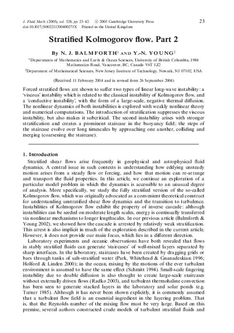Pdf Stratified Kolmogorov Flow Part 2