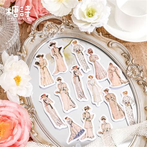 카와이 문구 스티커 빈티지 법원 소녀 플래너 정크 저널 장식 스크랩북 Diy 공예 스티커 1 세트1lot