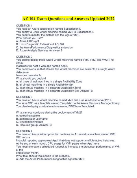 az 104 exam questions and answers updated 2022 question 1 2022 2023 graded a artofit