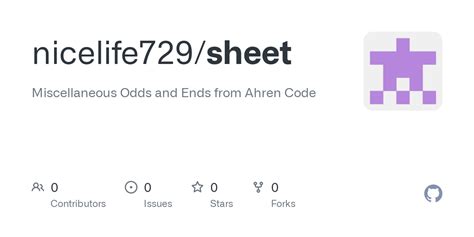 Github Nicelife729sheet Miscellaneous Odds And Ends From Ahren Code