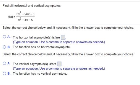 Solved Find All Horizontal And Vertical Asymptotes F X