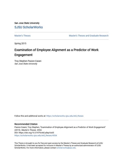 Examination Of Employee Alignment As A Predictor Of Work Engageme Pdf