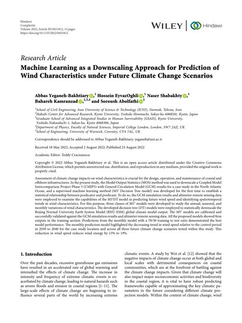 Pdf Machine Learning As A Downscaling Approach For Prediction Of Wind