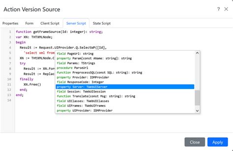 Actions Server Script