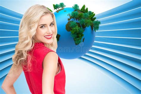 Smiling Blonde Standing Hands On Hips Stock Image Image Of River