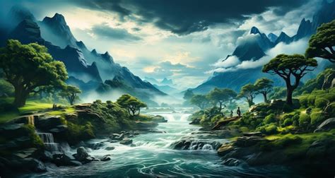 Premium AI Image A Treelined Forest With Trees And Some Fog